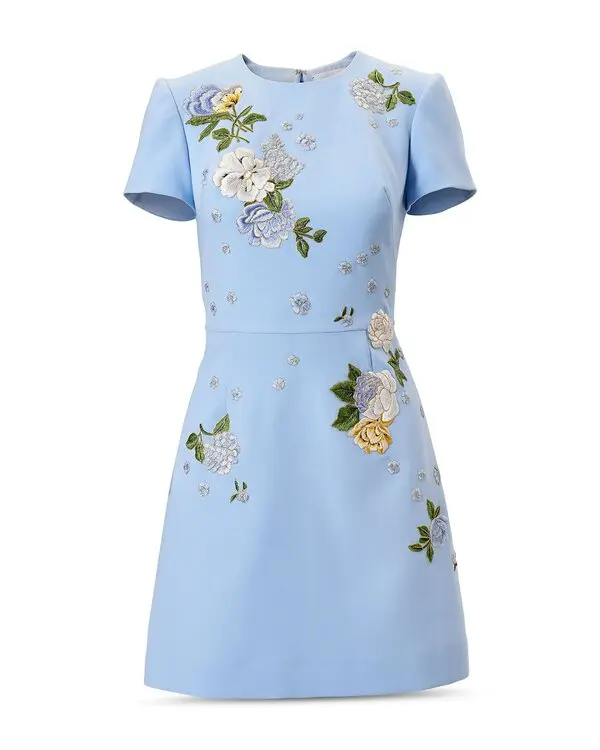 Carolina Herrera Embroidered Back Bow Mini Dress