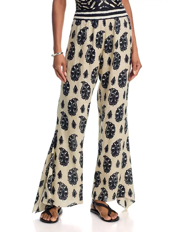 Johanna Ortiz Printed Linen Wide-leg Pants