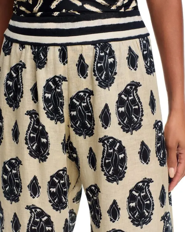 Johanna Ortiz Printed Linen Wide-leg Pants