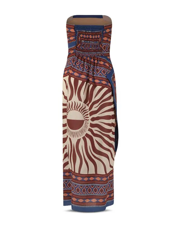 Johanna Ortiz Strapless Printed Ankle Cover-up Dress