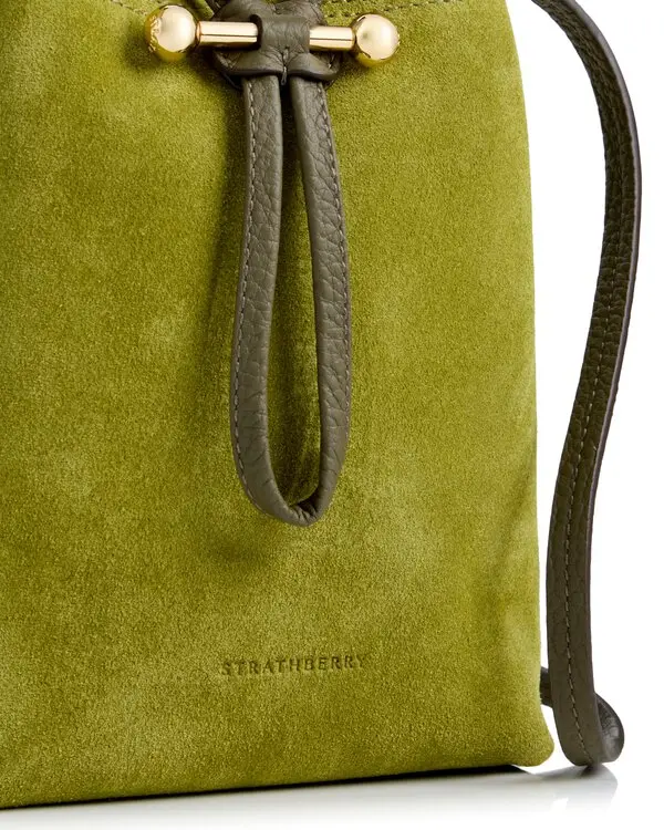Strathberry Osette Midi Suede Pouch Bucket Bag
