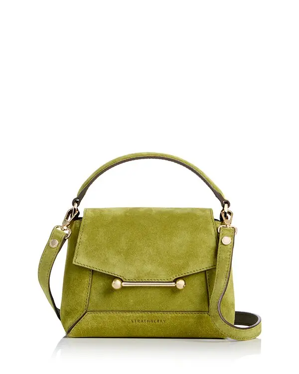 Strathberry Mosaic Nano Suede Shoulder Bag - Lime/khaki