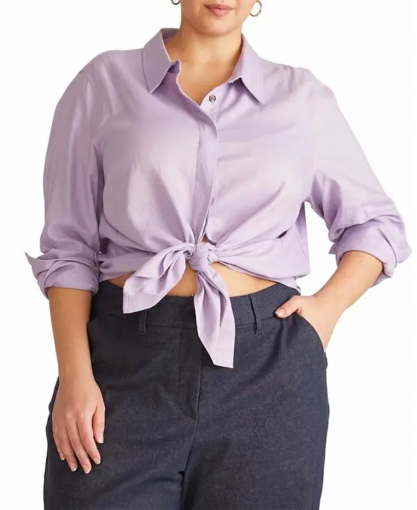 Universal Standard Stretch Linen Shirt - Orchid