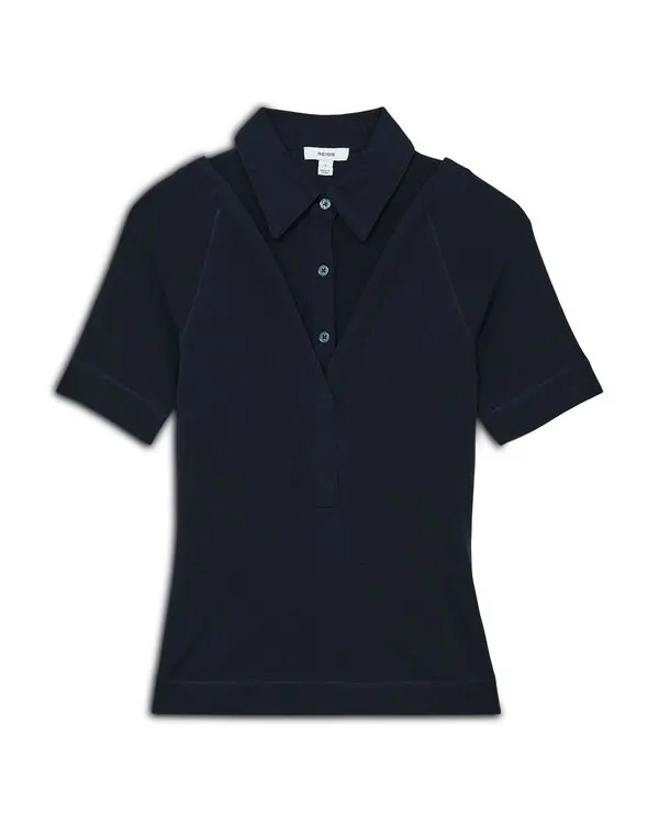 REISS Shona Collared Knit Top