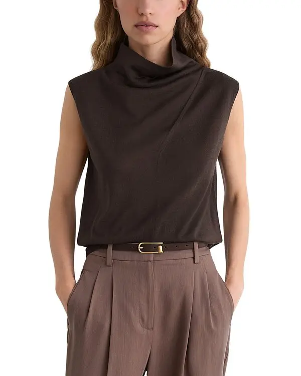 REISS Honey Wool Slouchy Top - Chocolate