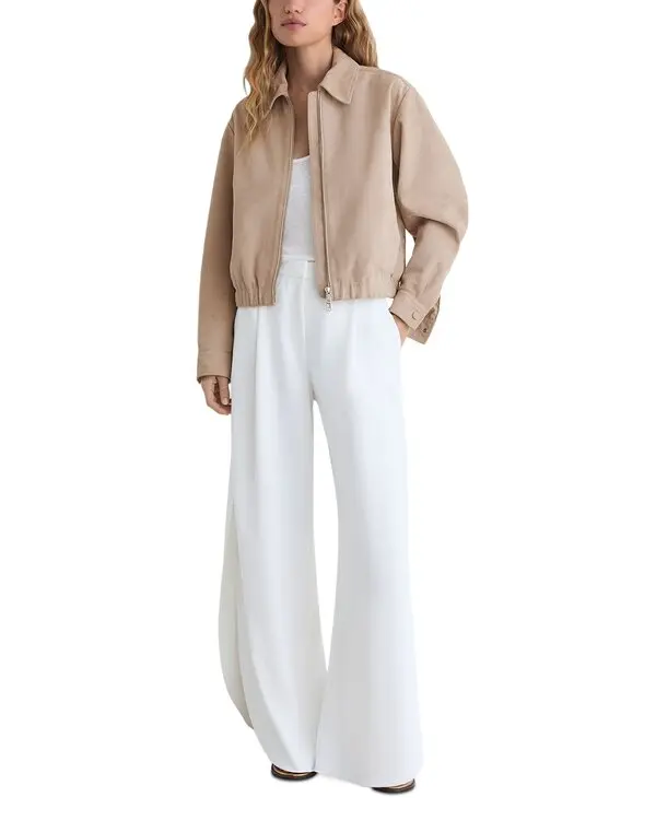 REISS Lottie Suede Bomber Jacket