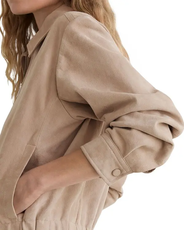 REISS Lottie Suede Bomber Jacket
