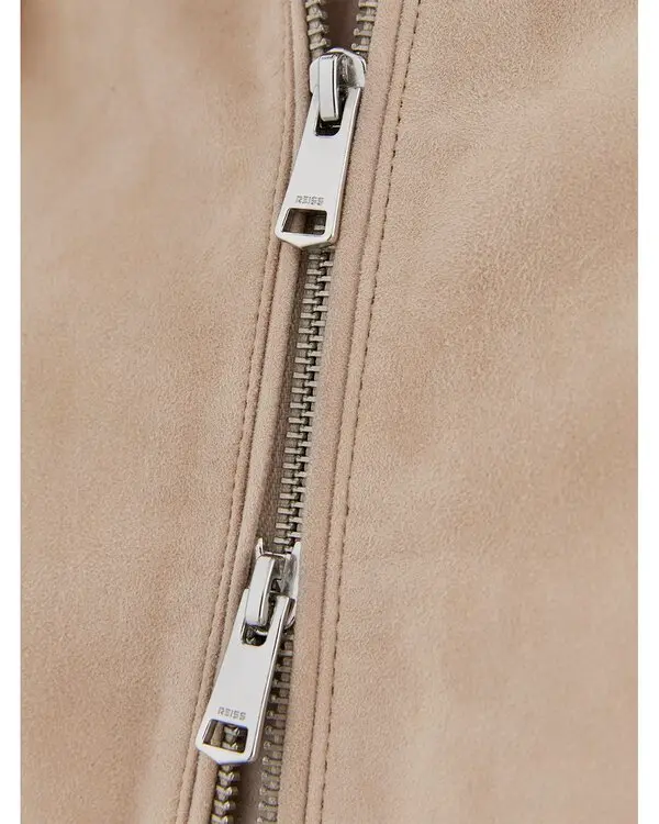 REISS Lottie Suede Bomber Jacket
