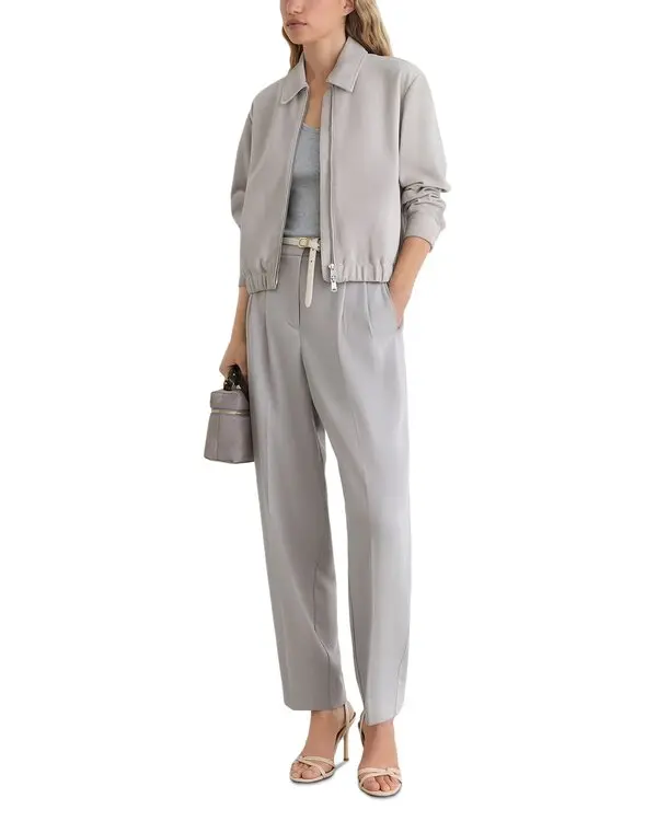REISS Lottie Suede Bomber Jacket