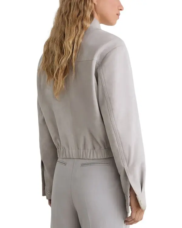 REISS Lottie Suede Bomber Jacket