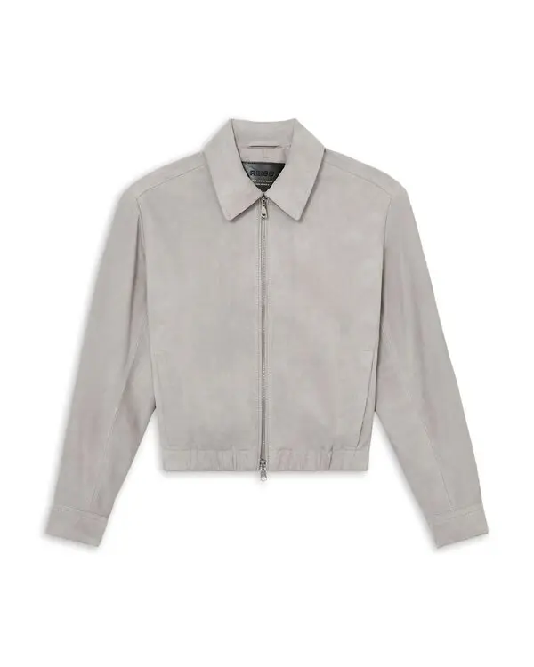 REISS Lottie Suede Bomber Jacket