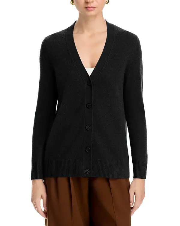 Bloomingdale'S 100% Cashmere Grandmother V Neck Cardigan Sweater Exclusive - Black