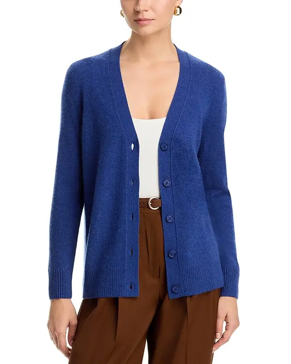 Bloomingdale'S 100% Cashmere Grandmother V Neck Cardigan Sweater Exclusive - Dark Denim