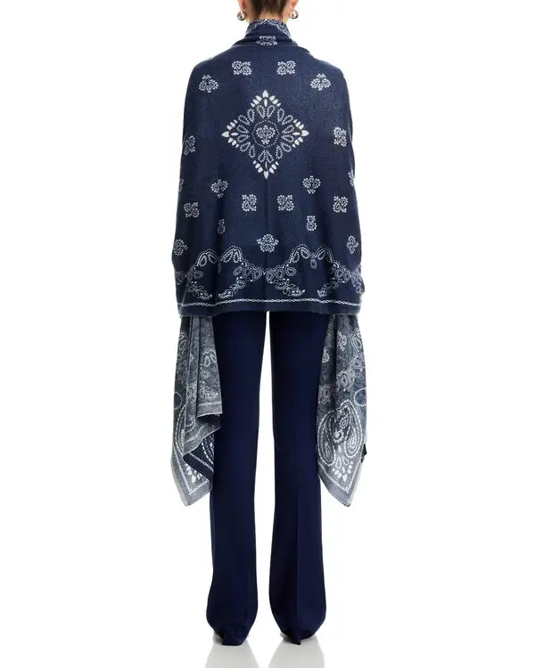Bloomingdale'S 100% Cashmere Bandana Travel Wrap Exclusive - Navy