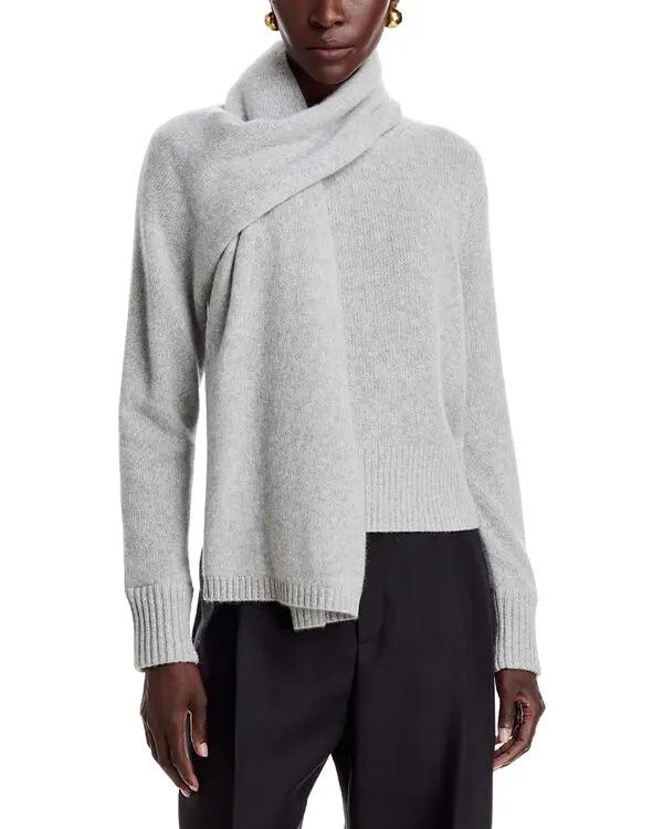 Bloomingdale'S Sweater With Integrated Scarf - Light Grey