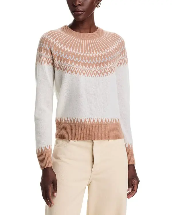 Bloomingdale'S Fair Isle Crewneck Cashmere Sweater Exclusive - Ivory Mult