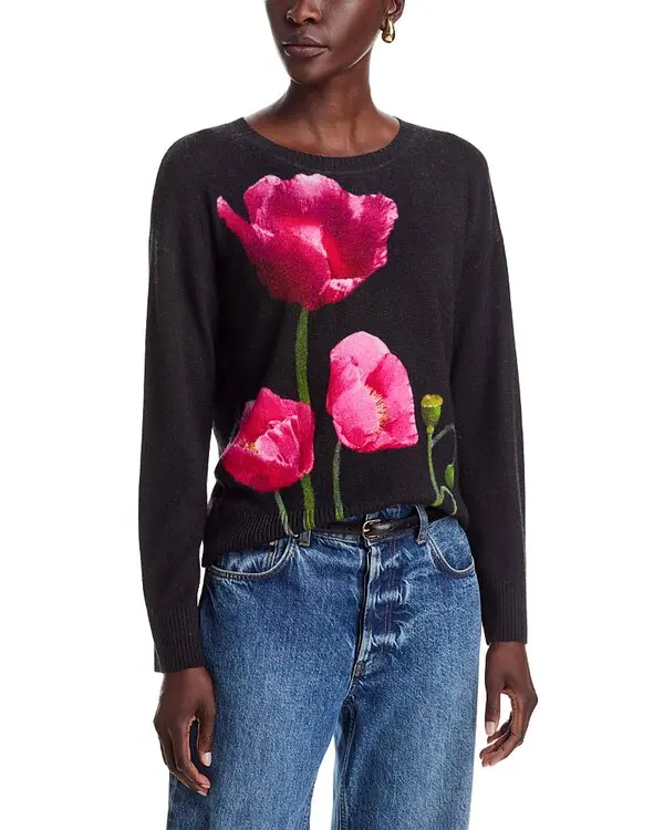 Bloomingdale'S Floral Crewneck Sweater - Black Multi