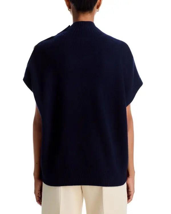 Bloomingdale'S Button Mockneck Sweater - Navy