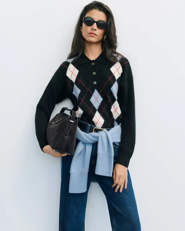 Bloomingdale'S Argyle Polo Sweater