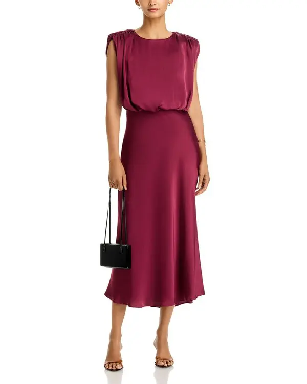 TOCCIN Flora Sleeveless Blouson Silky Satin Dress
