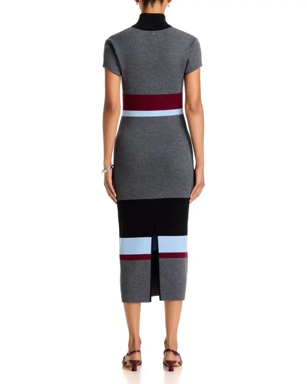 TOCCIN Dasha Half Zip Mock Neck Midi Dress