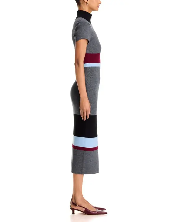 TOCCIN Dasha Half Zip Mock Neck Midi Dress