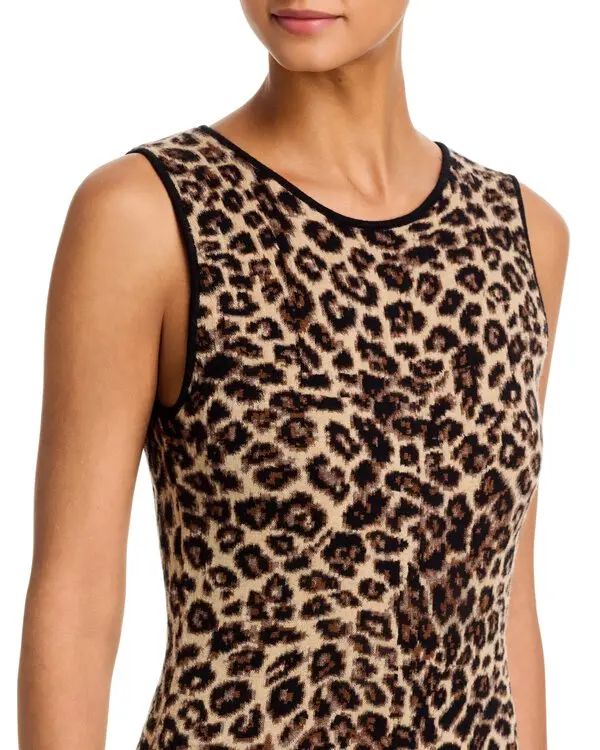 TOCCIN A-line Sleeveless Midi Dress In Leopard Print