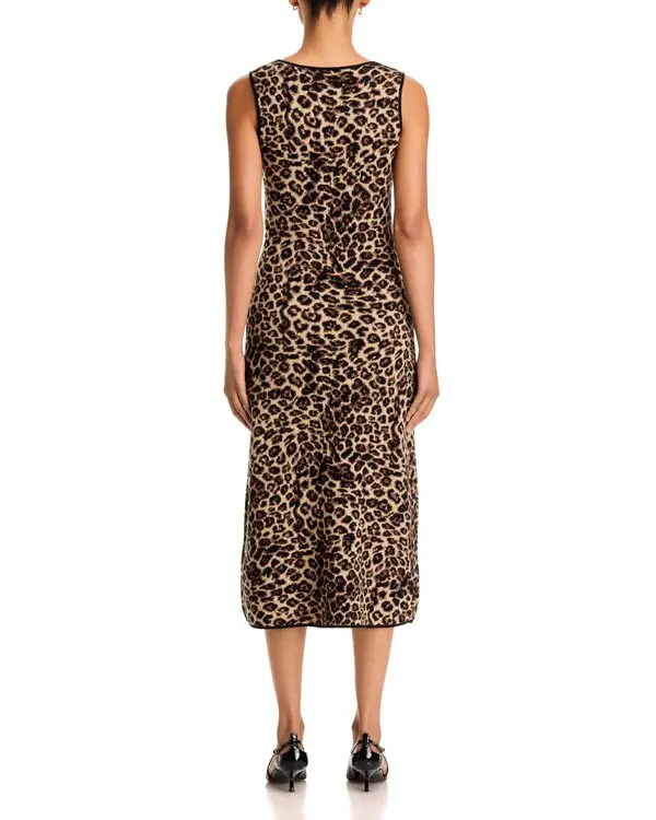 TOCCIN A-line Sleeveless Midi Dress In Leopard Print