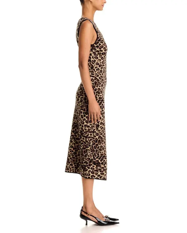 TOCCIN A-line Sleeveless Midi Dress In Leopard Print