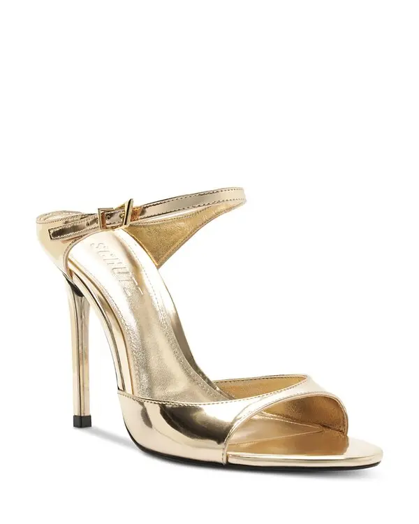 Schutz Lyra Patent Slip On Sandals - Platinum
