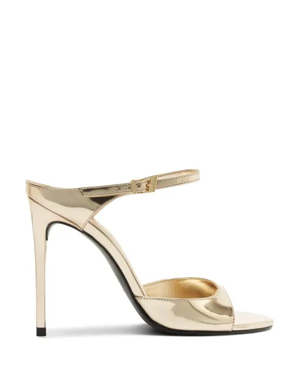 Schutz Lyra Patent Slip On Sandals - Platinum