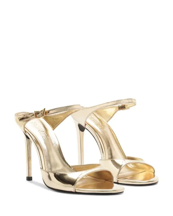 Schutz Lyra Patent Slip On Sandals - Platinum