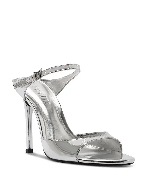 Schutz Lyra Patent Slip On Sandals - Silver