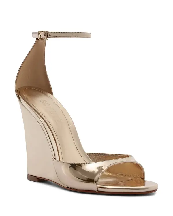 Schutz Scarlett Patent Wedge Sandals - Platinum