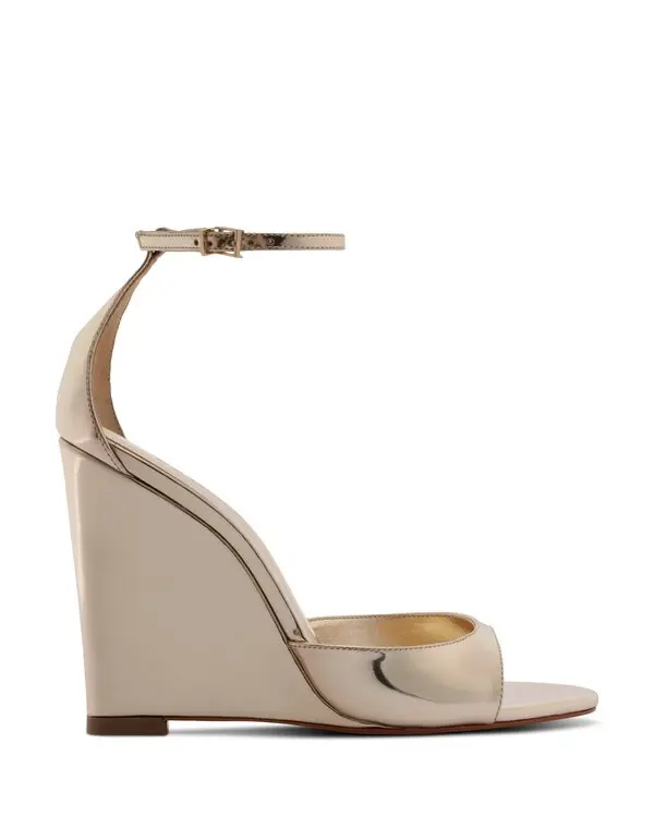 Schutz Scarlett Patent Wedge Sandals - Platinum