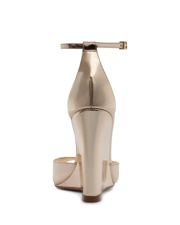 Schutz Scarlett Patent Wedge Sandals - Platinum