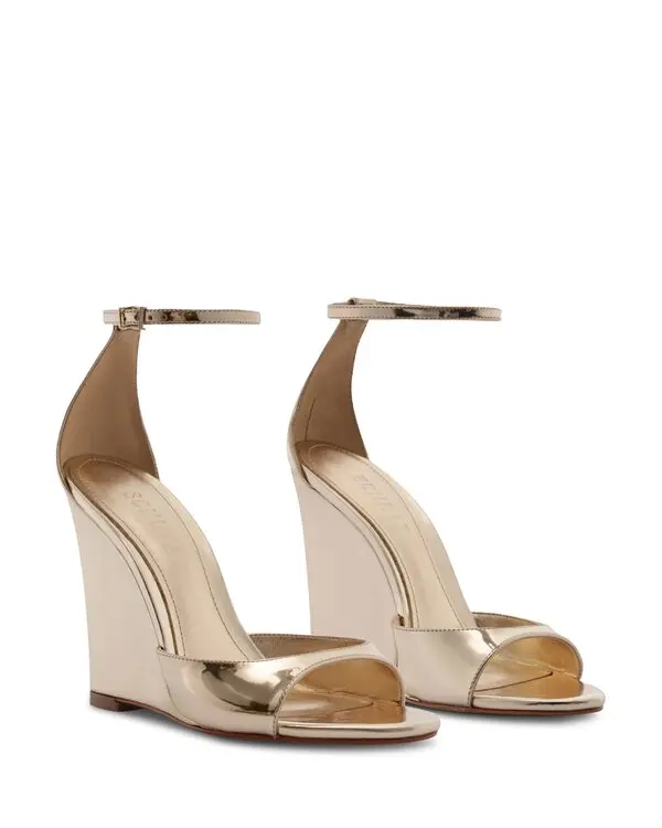 Schutz Scarlett Patent Wedge Sandals - Platinum