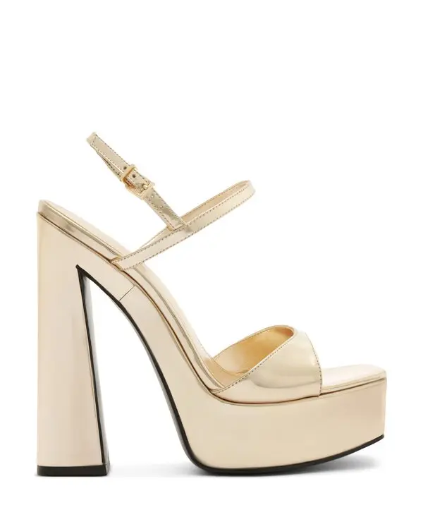 Schutz Arlene Patent Platform Sandals - Platinum