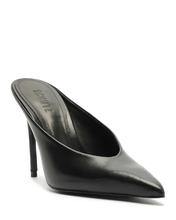 Schutz Loren Calf Hair Pointed Pumps - Black