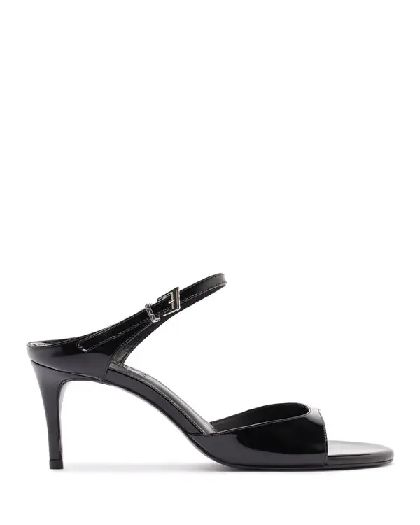 Schutz Lyra Patent Leather Stiletto Sandals - Black