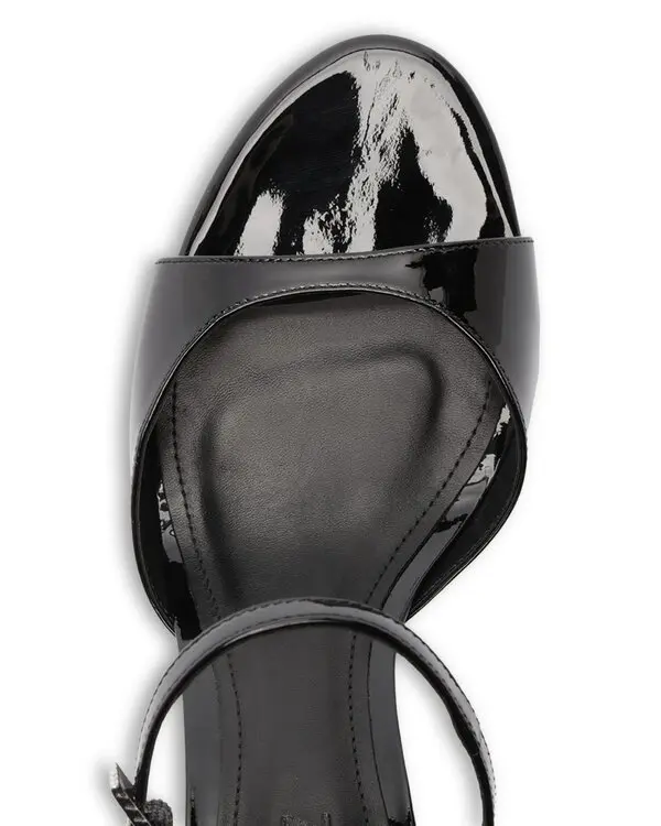 Schutz Lyra Patent Leather Stiletto Sandals - Black
