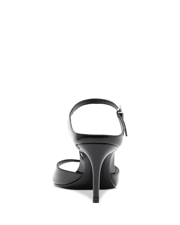 Schutz Lyra Patent Leather Stiletto Sandals - Black