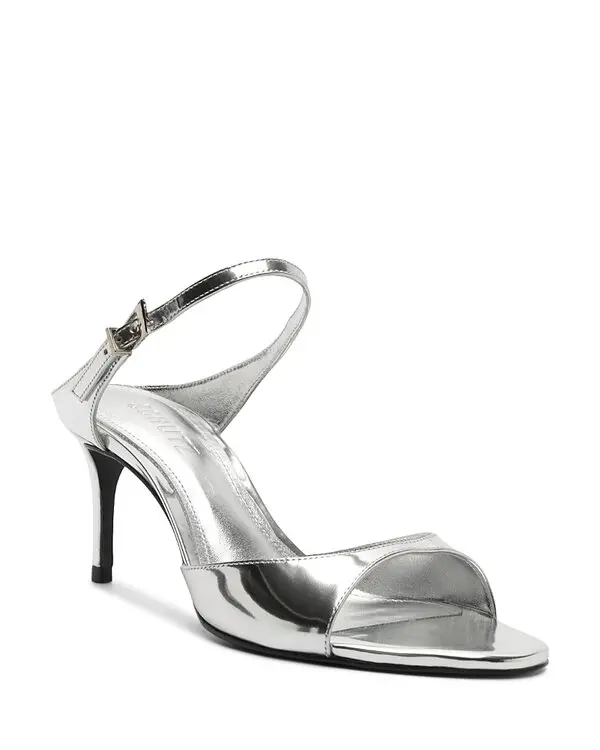 Schutz Lyra Patent Slip On Sandals - Silver