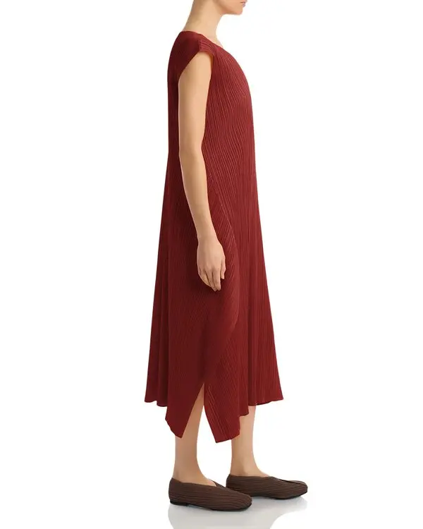 Issey Miyake September Pleated Dress - Red Brown