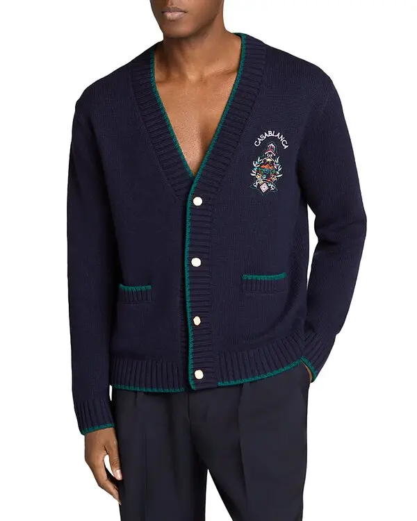 Casablanca Logo Graphic Cardigan Sweater - Black