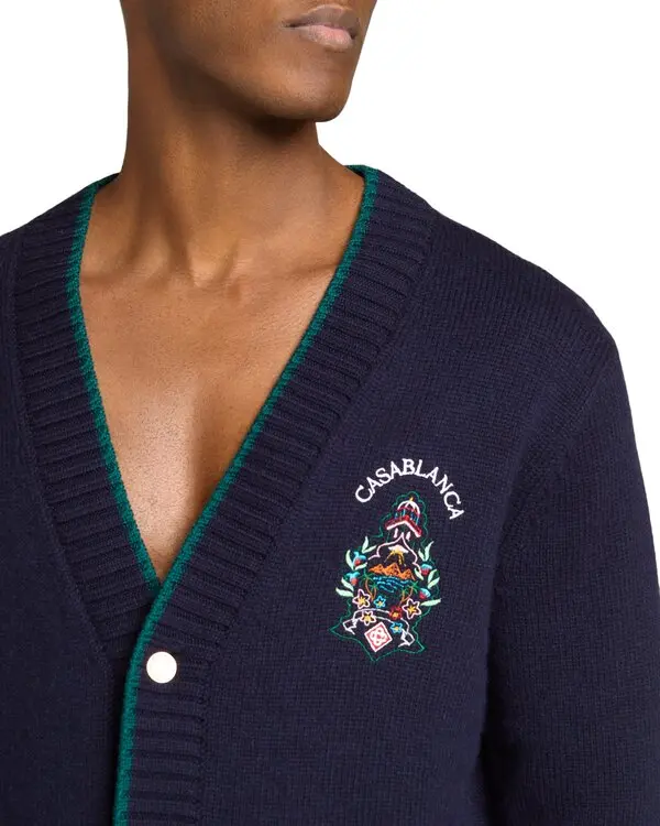 Casablanca Embroidered Logo Cardigan