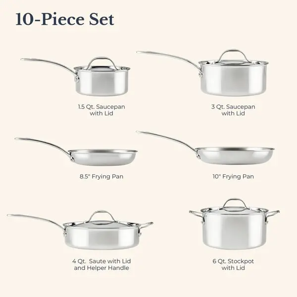 ANOLON Everlast Tri Ply 10 Piece Cookware Set