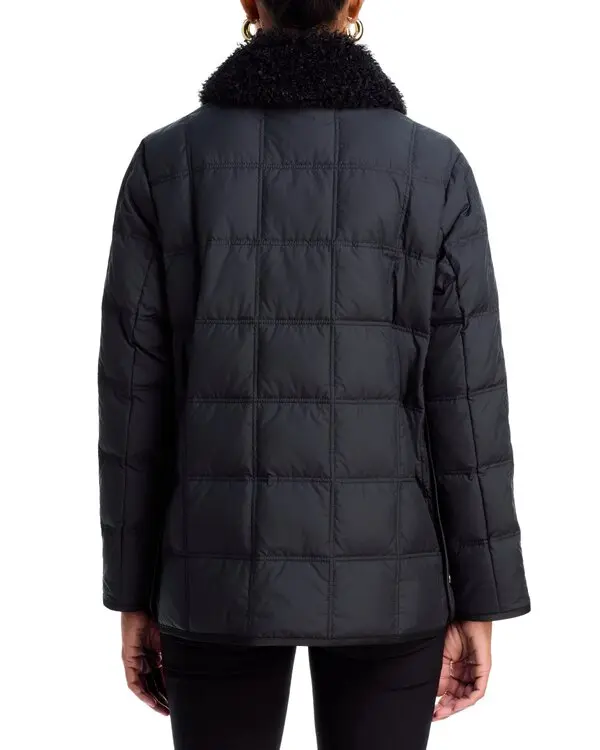 Moncler Cygnes Quilted Down Jacket With Textured Collar And Belted Waist