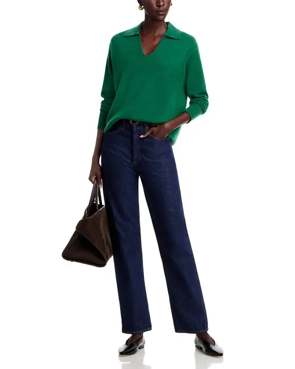Bloomingdale'S Split Collar Polo Cashmere Sweater, Exclusive - Ivy