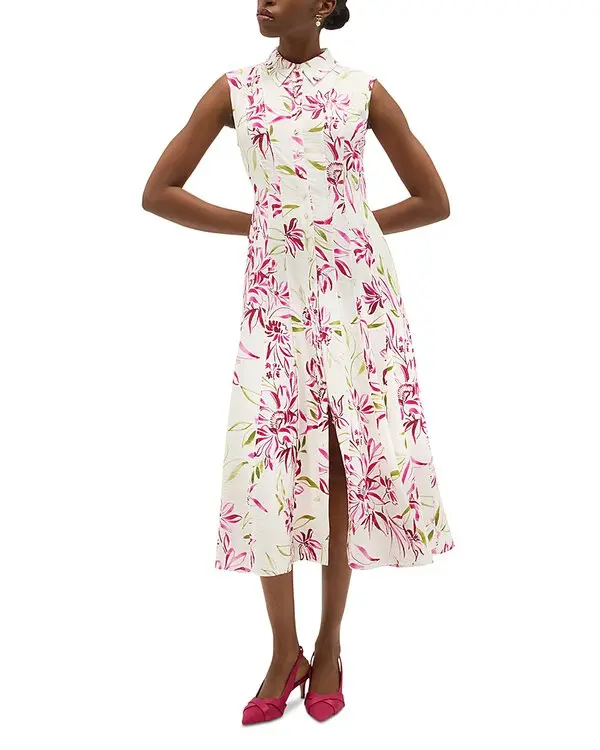 HOBBS LONDON Della Floral Midi Dress - Ivory Multi